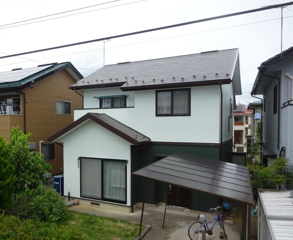 長野市下駒沢の戸建住宅塗り替え事例|屋根2回目塗装、ベランダ防水工事 施工事例 紹介 長野市・須坂市・千曲市・中野市・小布施町【長野県